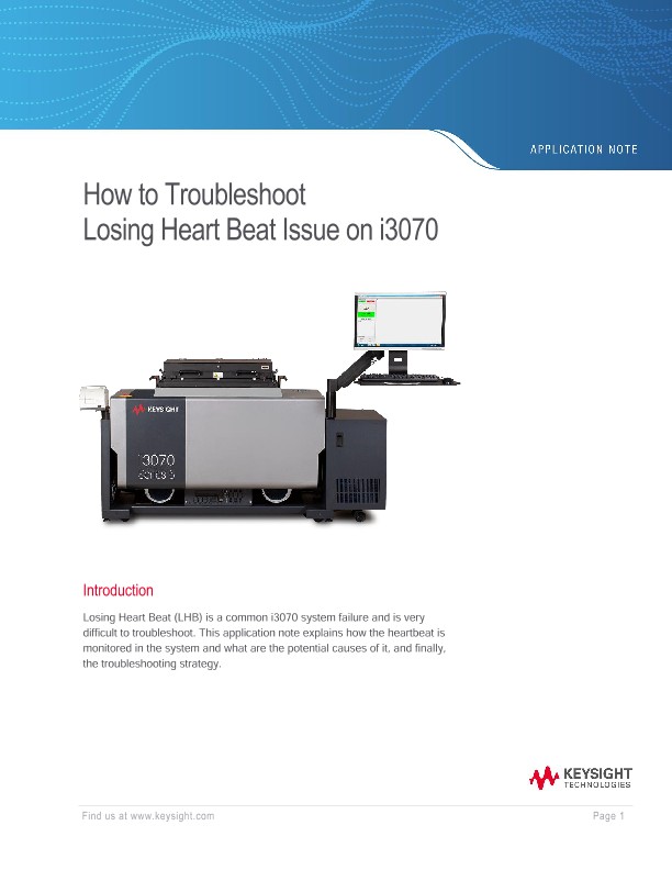 How to Troubleshoot Losing Heart Beat Issue on i3070 PDF Asset Page | Keysight